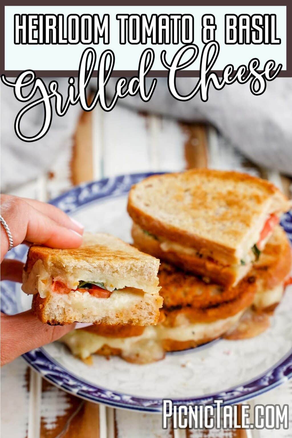 Heirloom Tomato Grilled Cheese Basil Sandwich - Picnic Tale