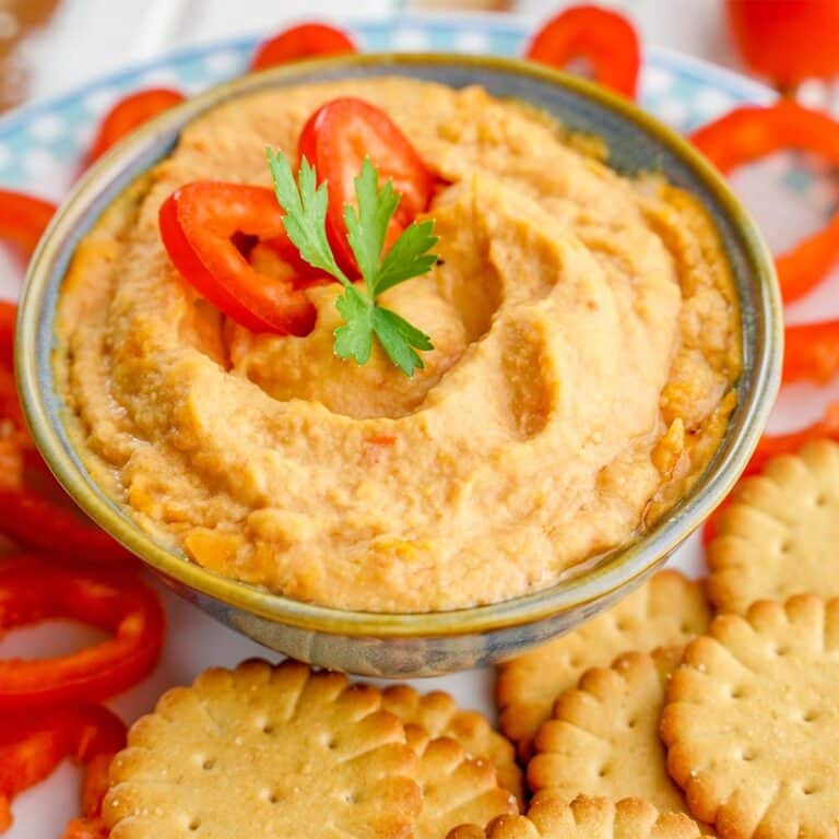 Roasted Red Pepper Hummus - Picnic Tale